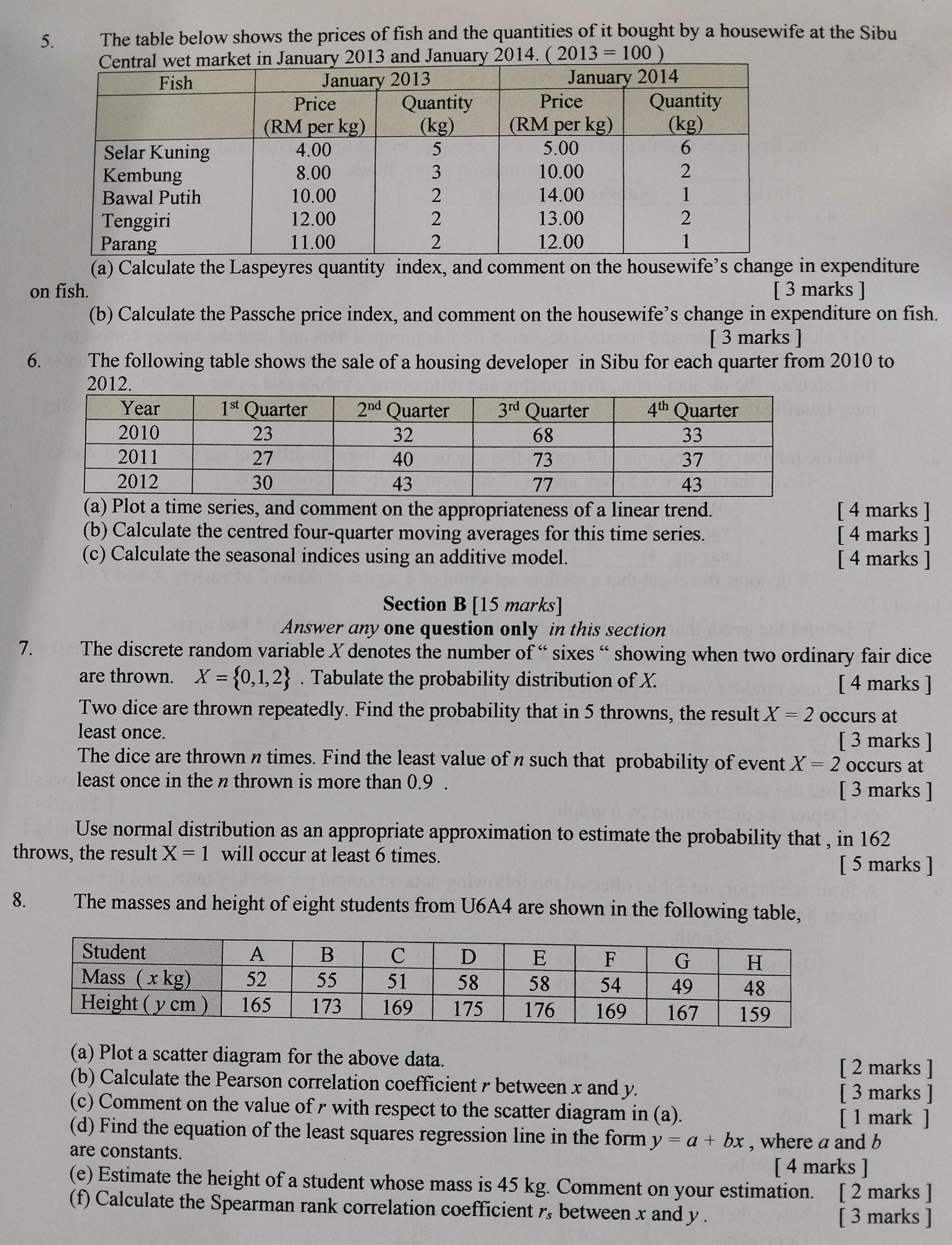 5. The table below shows the prices of fish | StudyX