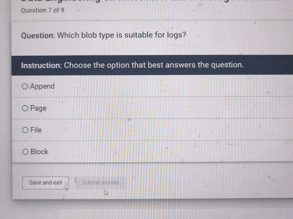 Question: Which blob type is suitable for | StudyX