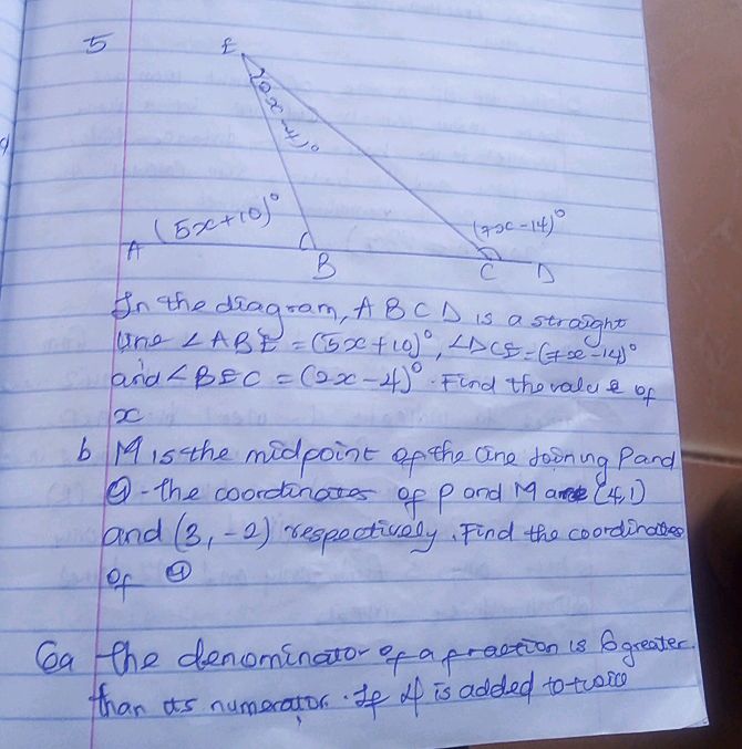 a. In the diagram, ABCD is a straight line. | StudyX