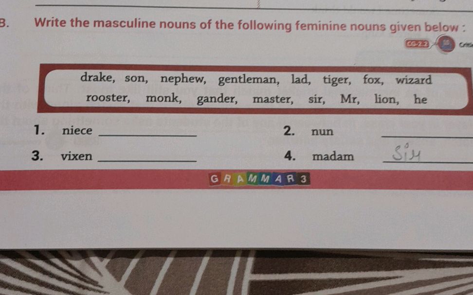 Write the masculine nouns of the following | StudyX