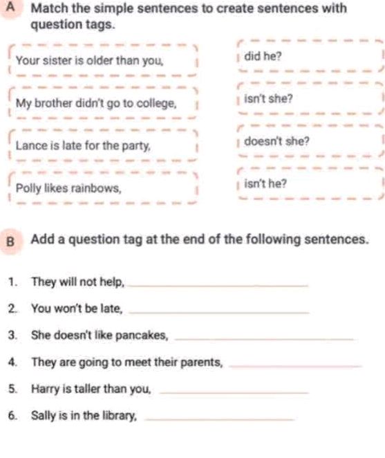 A Match the simple sentences to create | StudyX