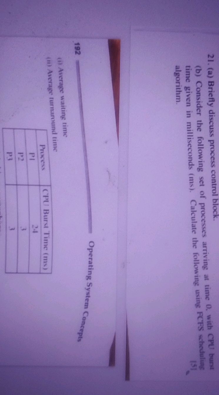 21. (a) Briefly discuss process control | StudyX