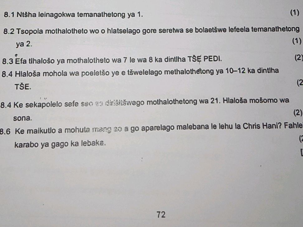 8.1 Ntšha leinagokwa temanathetong ya 1. | StudyX