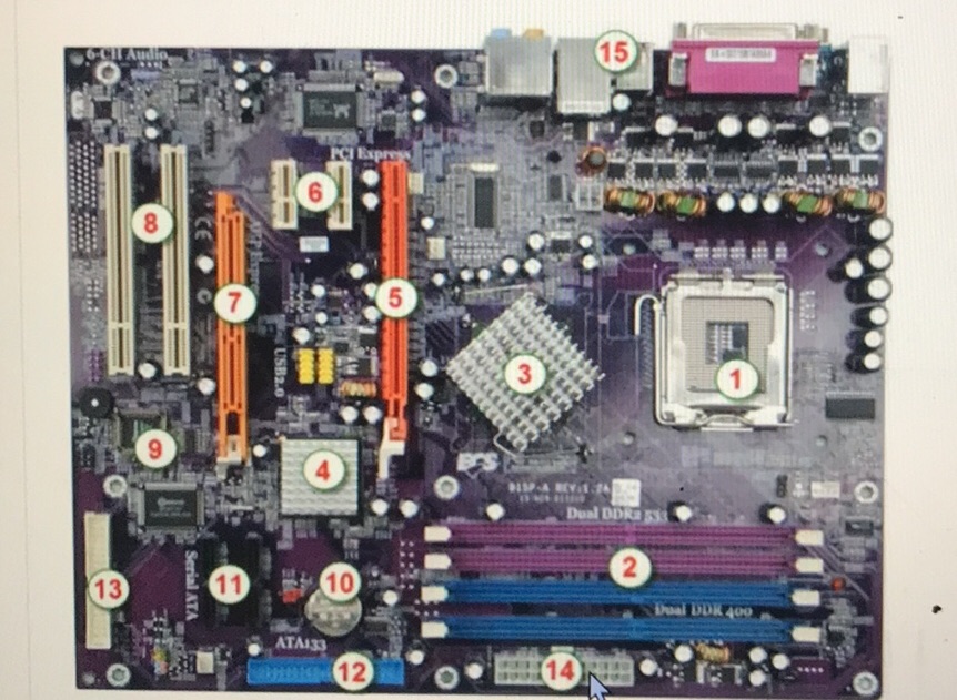 The image shows a computer motherboard with | StudyX
