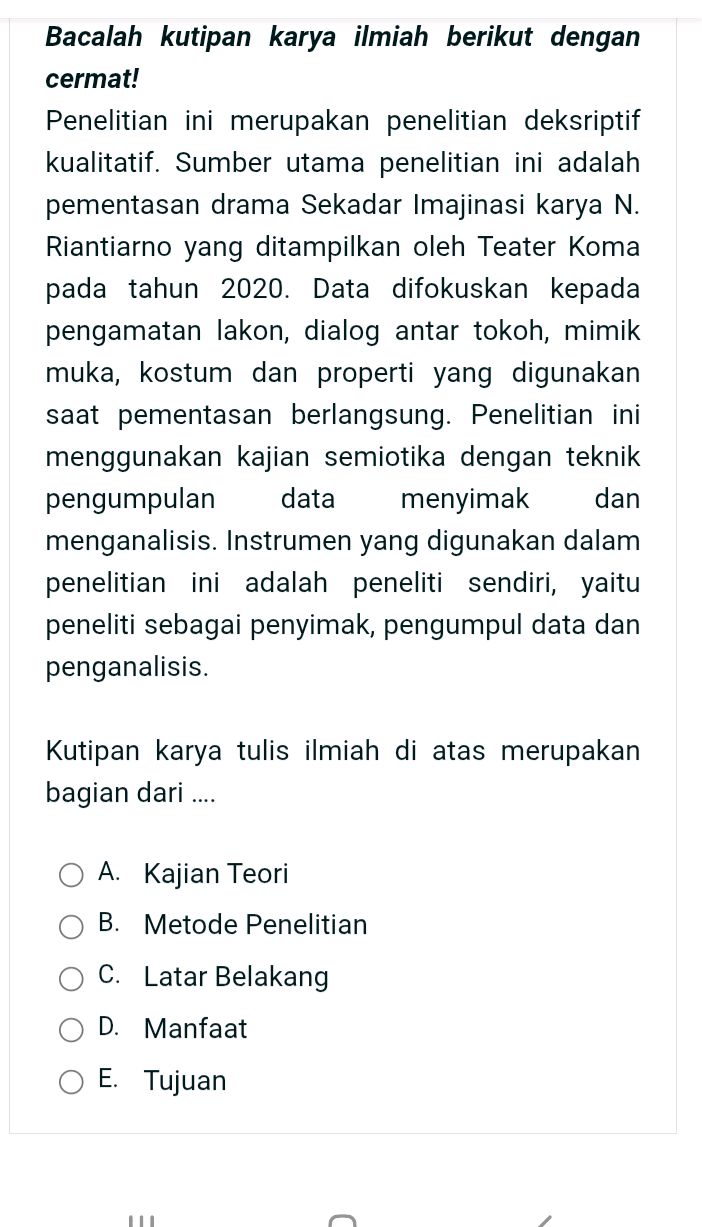 Bacalah kutipan karya ilmiah berikut dengan | StudyX