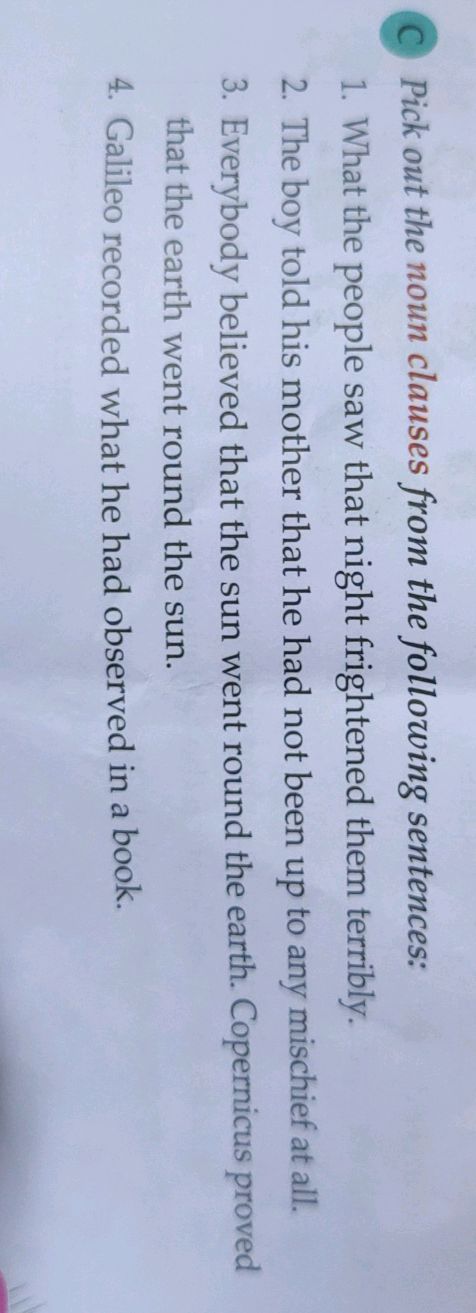 Pick out the noun clauses from the following | StudyX