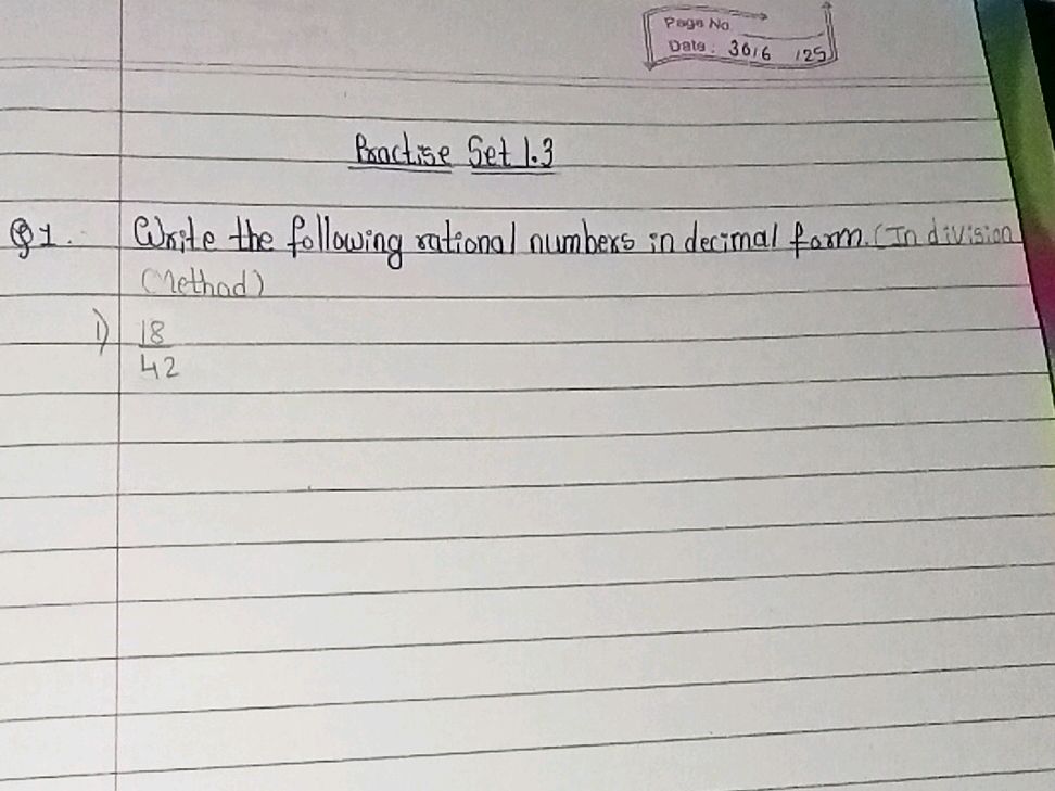 Q1. Write the following rational numbers in | StudyX