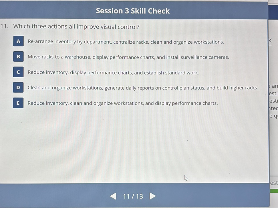 11. Which three actions all improve visual | StudyX