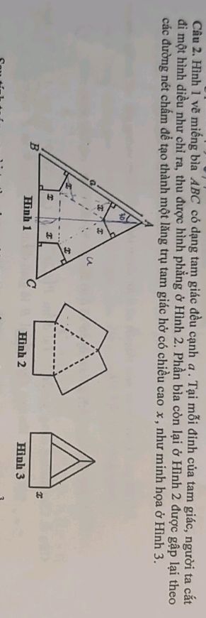 Câu 2. Hình 1 vẽ miếng bìa ABC có dạng tam | StudyX