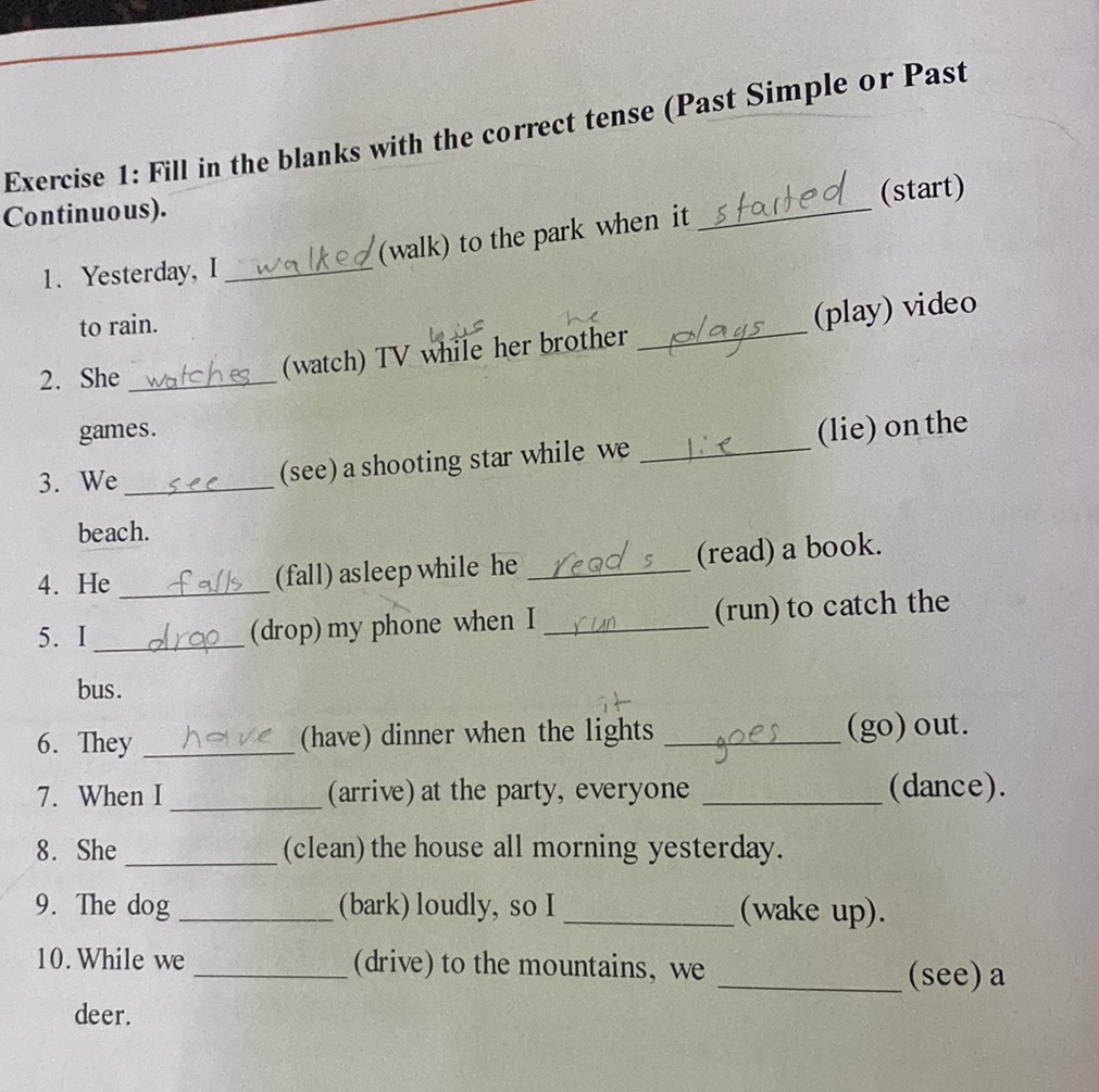 Exercise 1: Fill in the blanks with the | StudyX