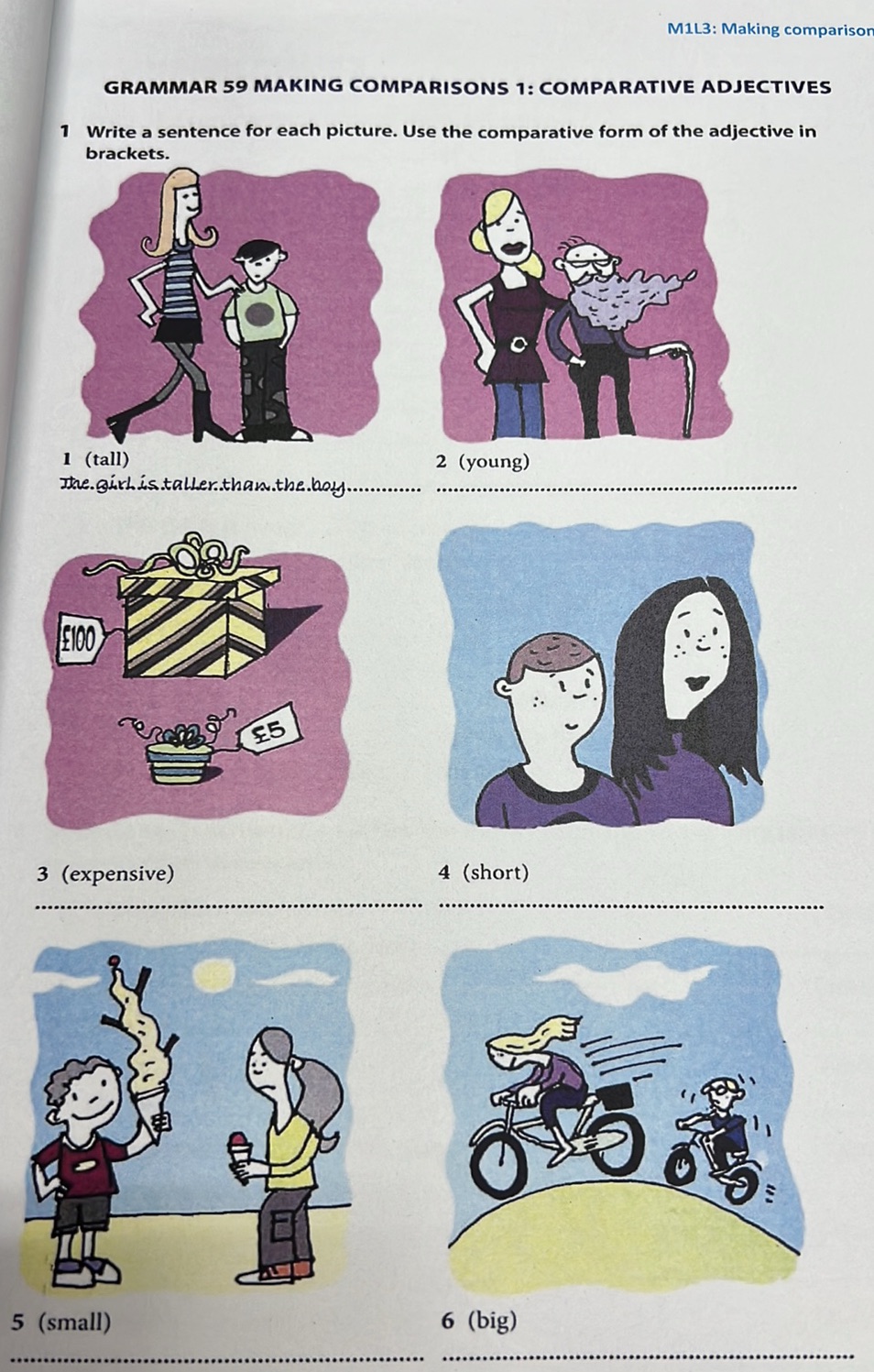 1 Write a sentence for each picture. Use the | StudyX