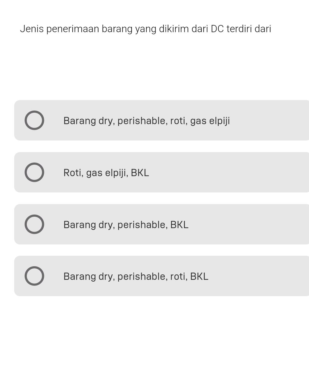 Jenis penerimaan barang yang dikirim dari DC | StudyX