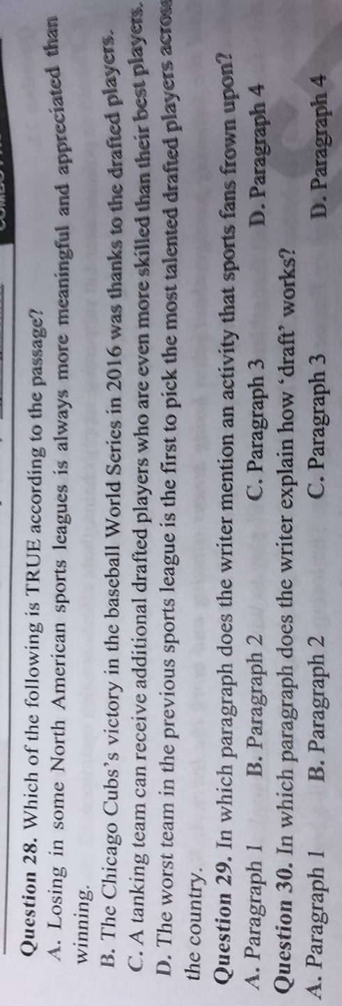 Question 28. Which of the following is TRUE | StudyX