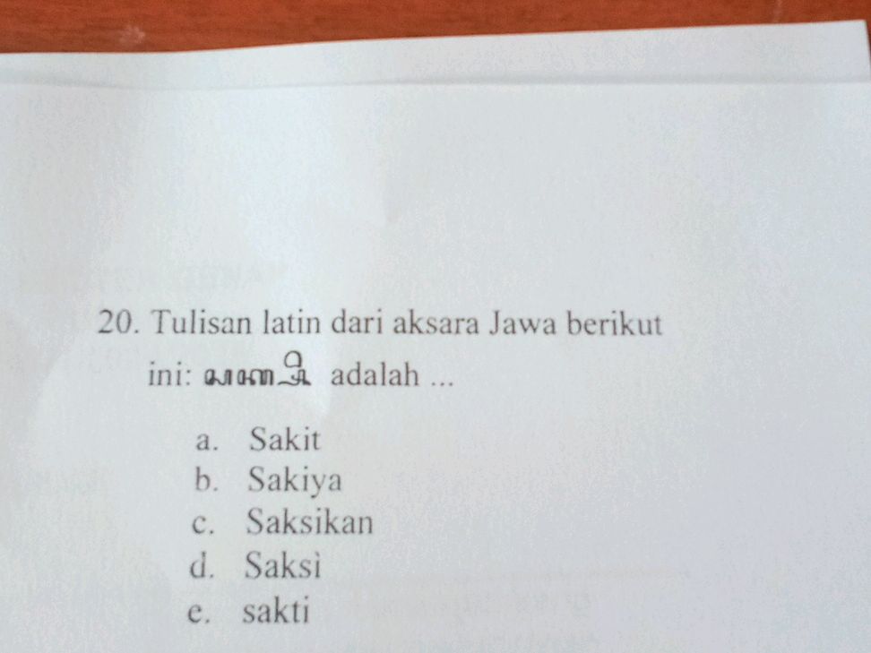 20. Tulisan latin dari aksara Jawa berikut | StudyX