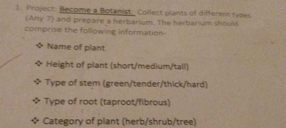 1. Project: Become a Botanist: Collect | StudyX