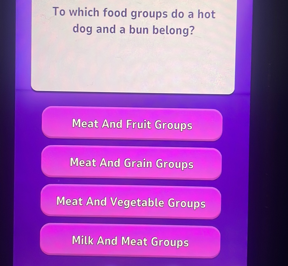 To which food groups do a hot dog and a bun | StudyX