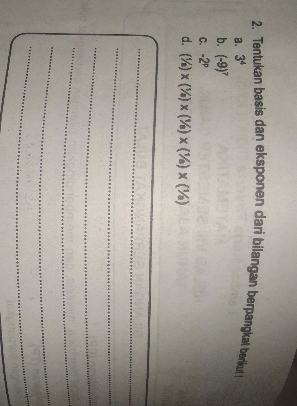 2. Tentukan basis dan eksponen dari bilangan | StudyX