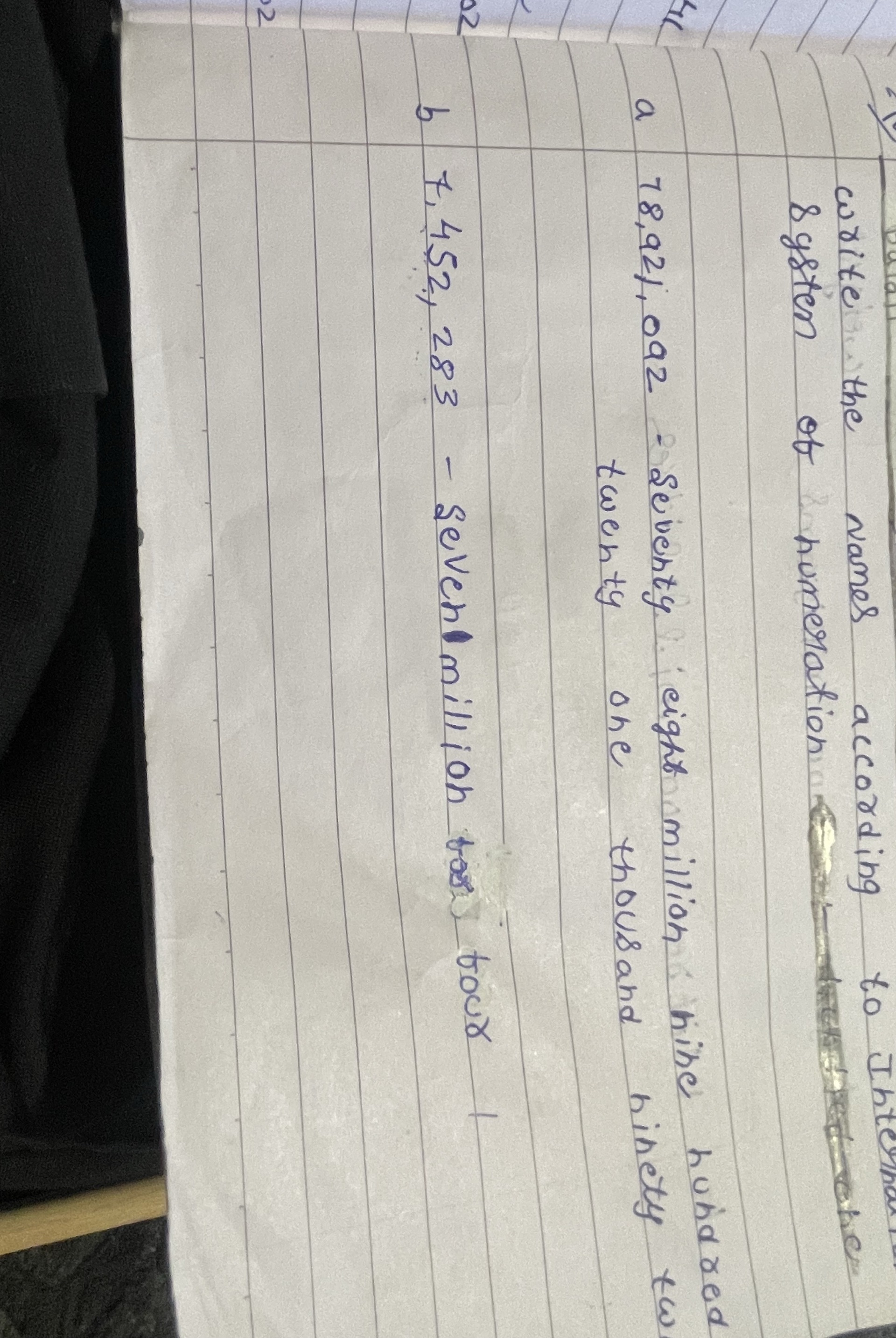 write the names according to International | StudyX