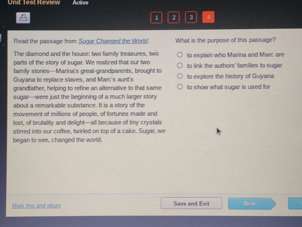 Read the passage from *Sugar Changed the | StudyX