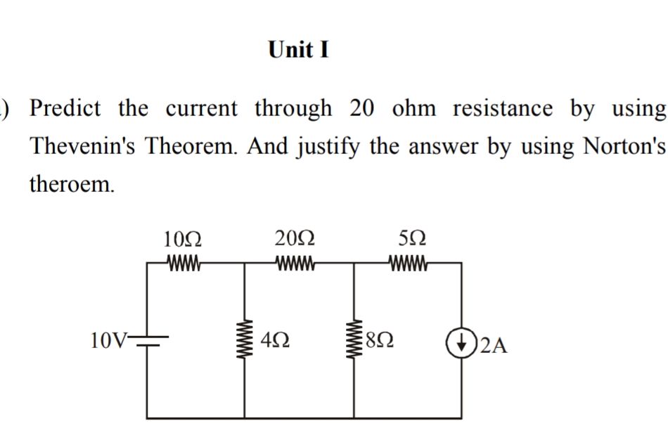 Predict the current through 20 ohm | StudyX