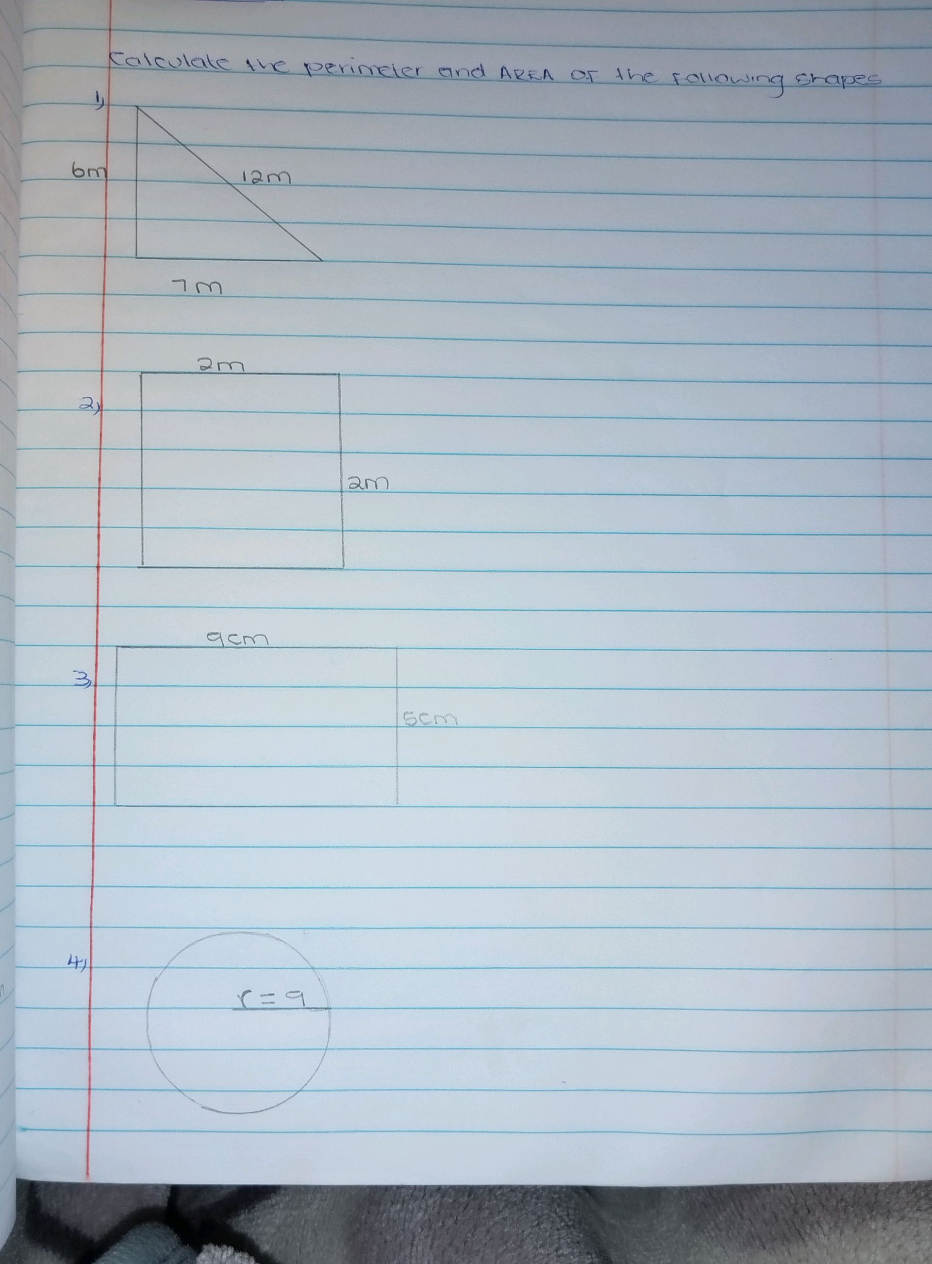 Calculate the perimeter and AREA of the | StudyX