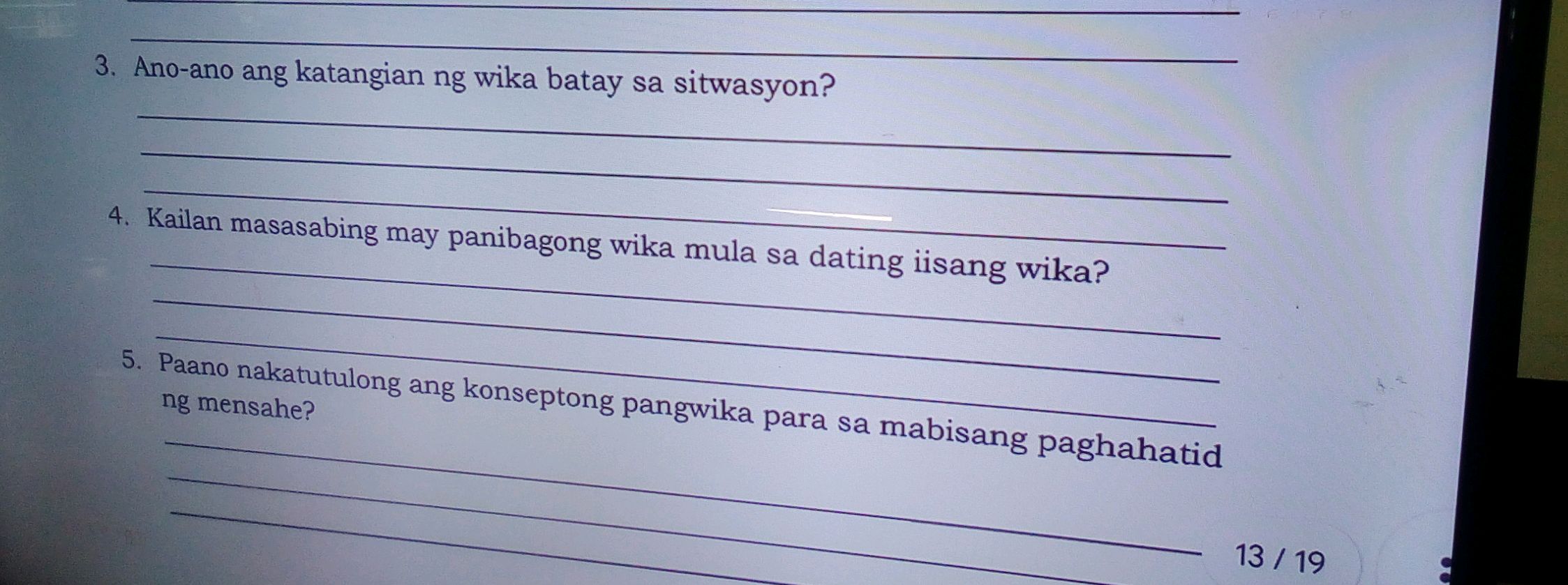 3. Ano-ano ang katangian ng wika batay sa | StudyX