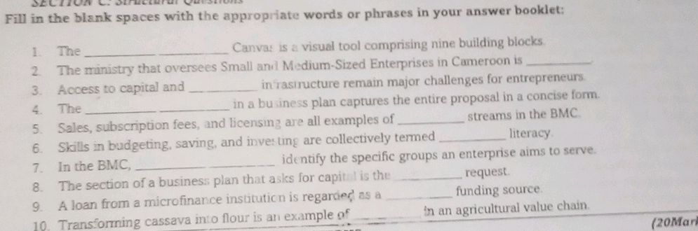 Fill in the blank spaces with the | StudyX