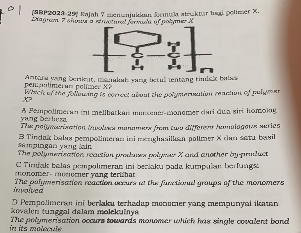 Rajah 7 menunjukkan formula struktur bagi | StudyX