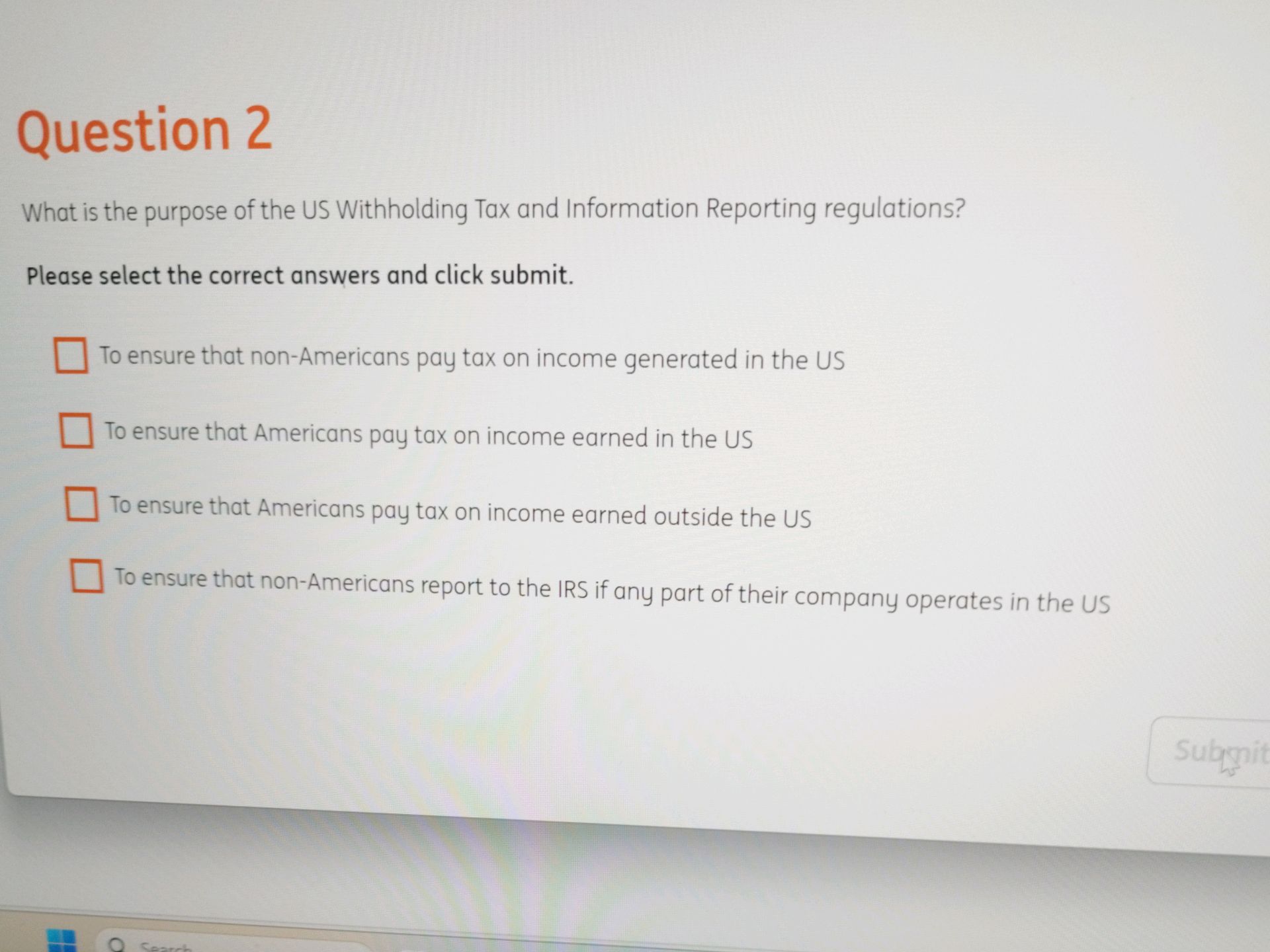 What is the purpose of the US Withholding | StudyX