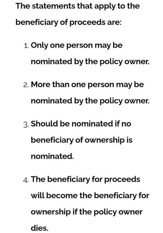 The statements that apply to the beneficiary | StudyX