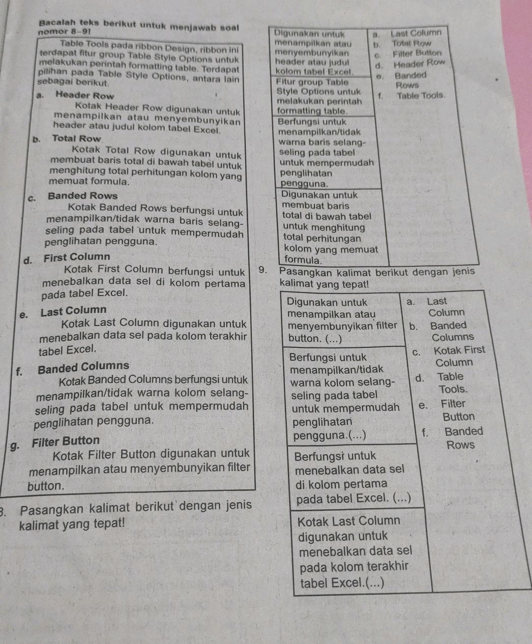 8. Pasangkan kalimat berikut dengan jenis | StudyX