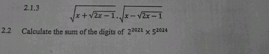 2. 2 Calculate the sum of the digits of | StudyX