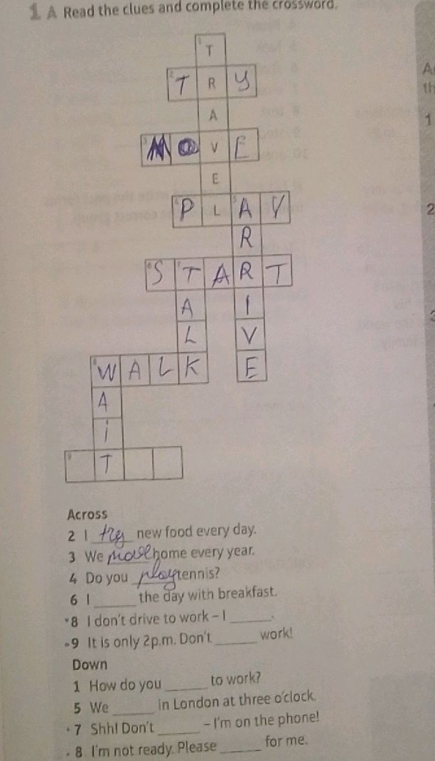 1 A Read the clues and complete the | StudyX