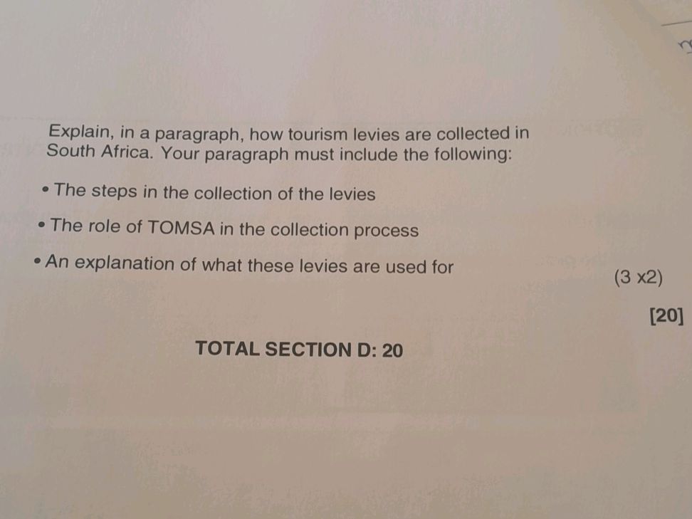 Explain, in a paragraph, how tourism levies | StudyX
