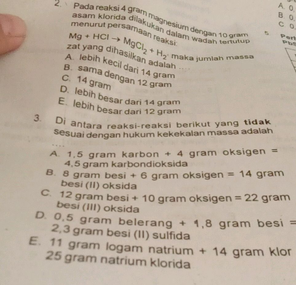 2. Pada reaksi 4 gram magnesium dengan 10 | StudyX