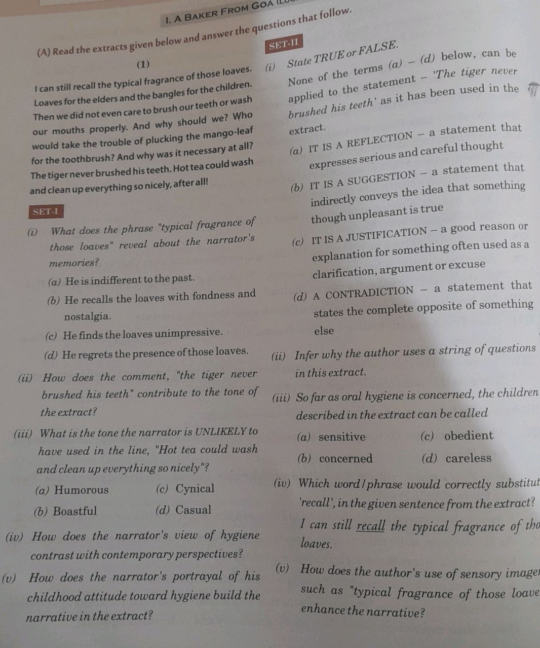 (A) Read the extracts given below and answer | StudyX