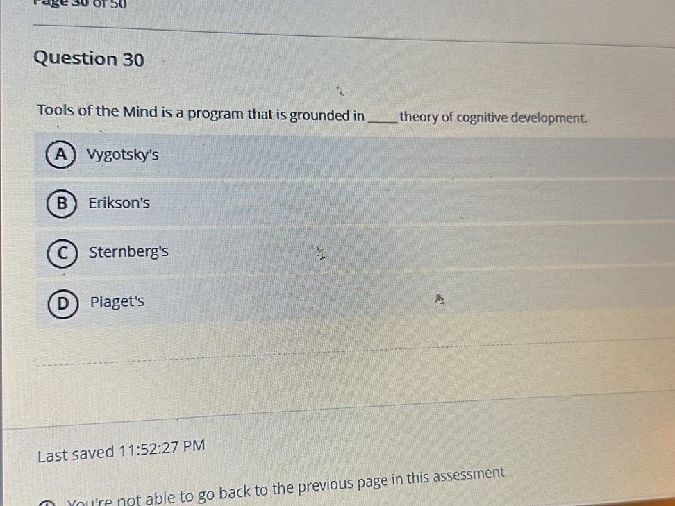 Tools of the Mind is a program that is | StudyX