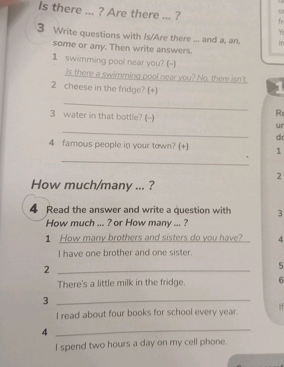 3 Write questions with Is/Are there ... and | StudyX