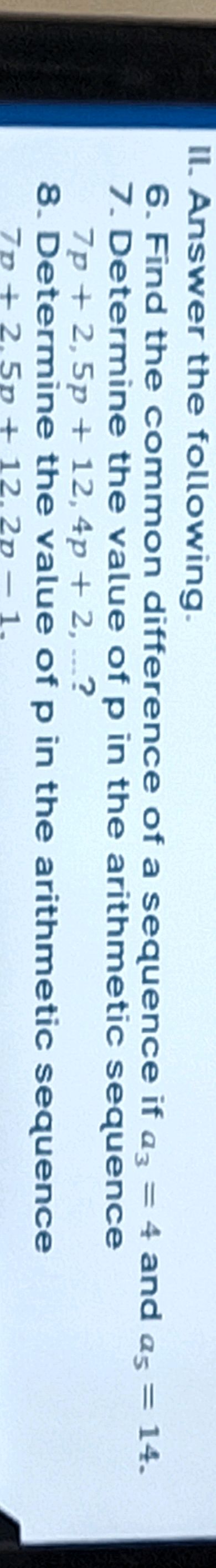 6. Find the common difference of a sequence | StudyX