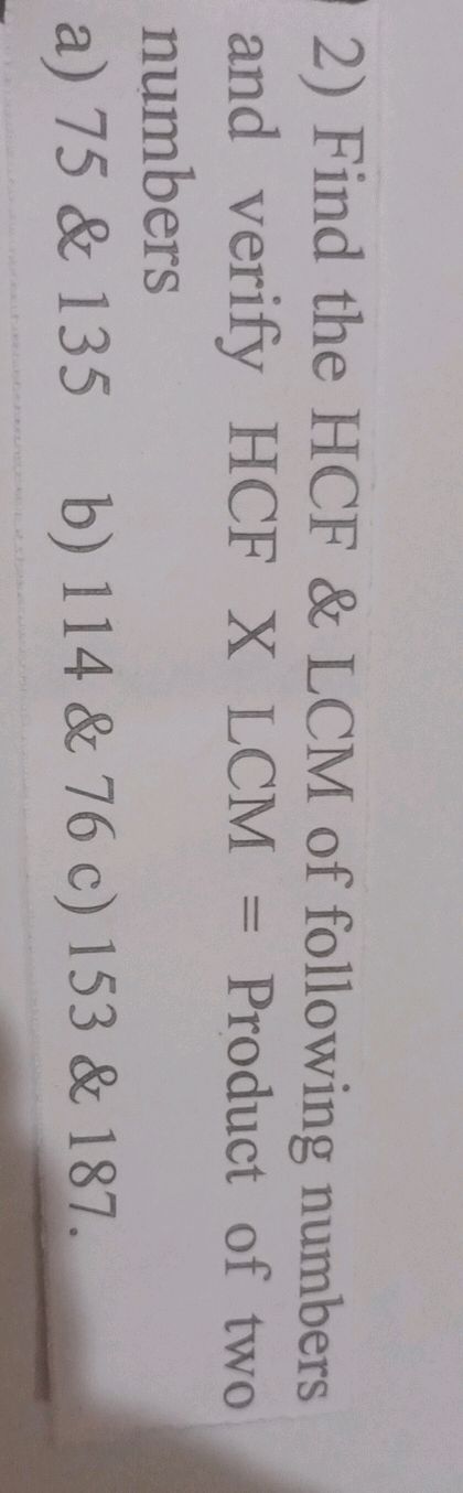 2) Find the HCF LCM of following numbers | StudyX