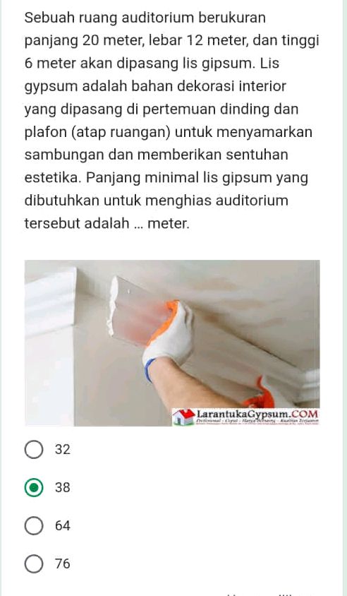 Sebuah ruang auditorium berukuran panjang 20 | StudyX