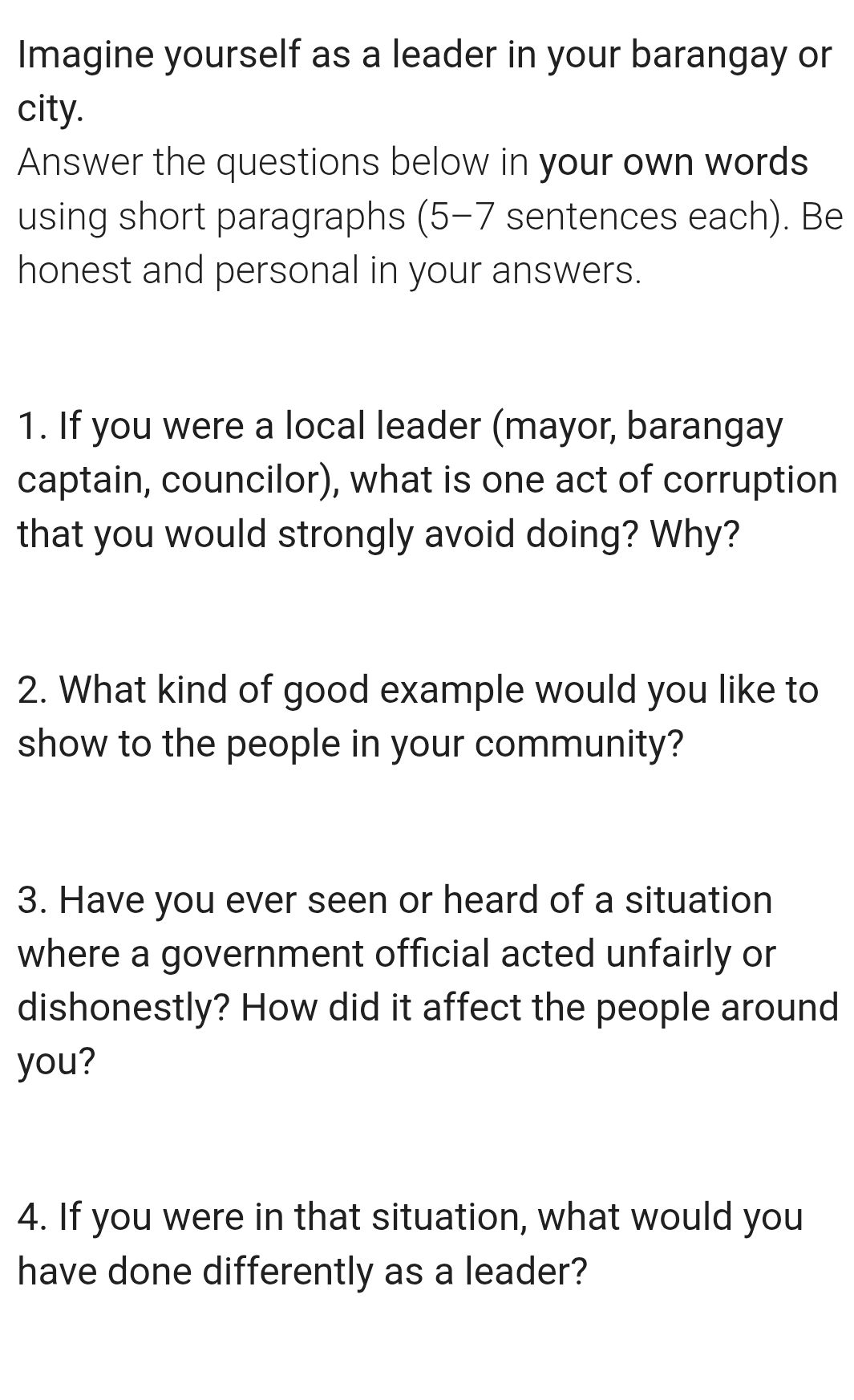 Imagine yourself as a leader in your | StudyX