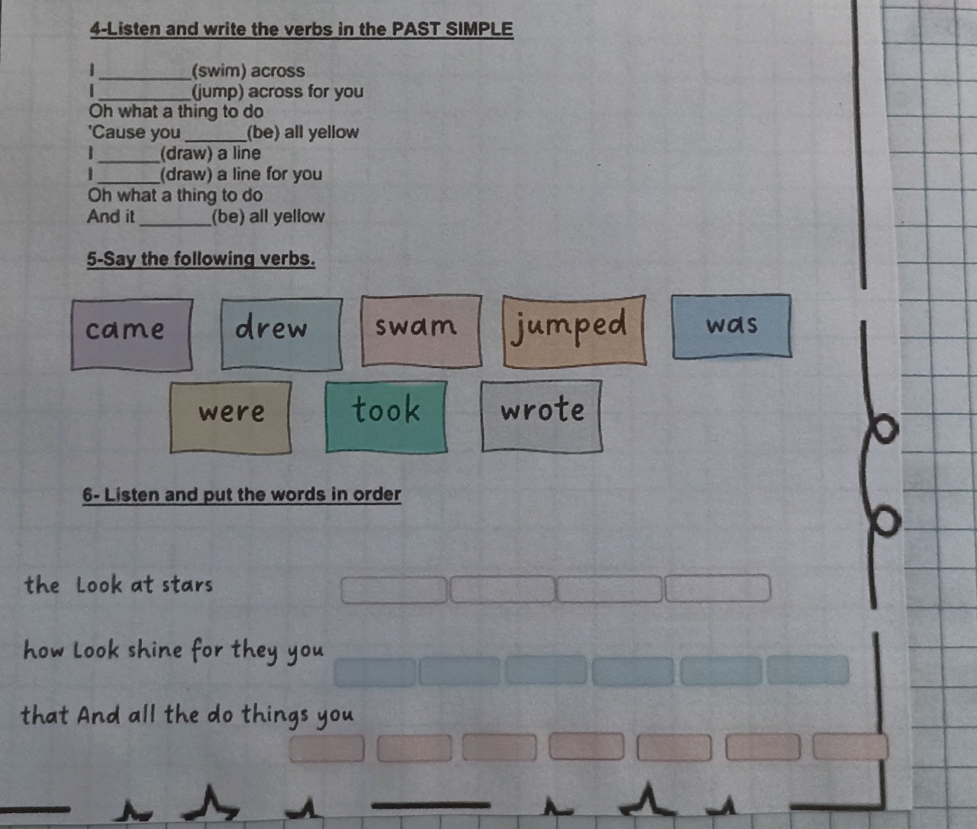 4-Listen and write the verbs in the PAST | StudyX
