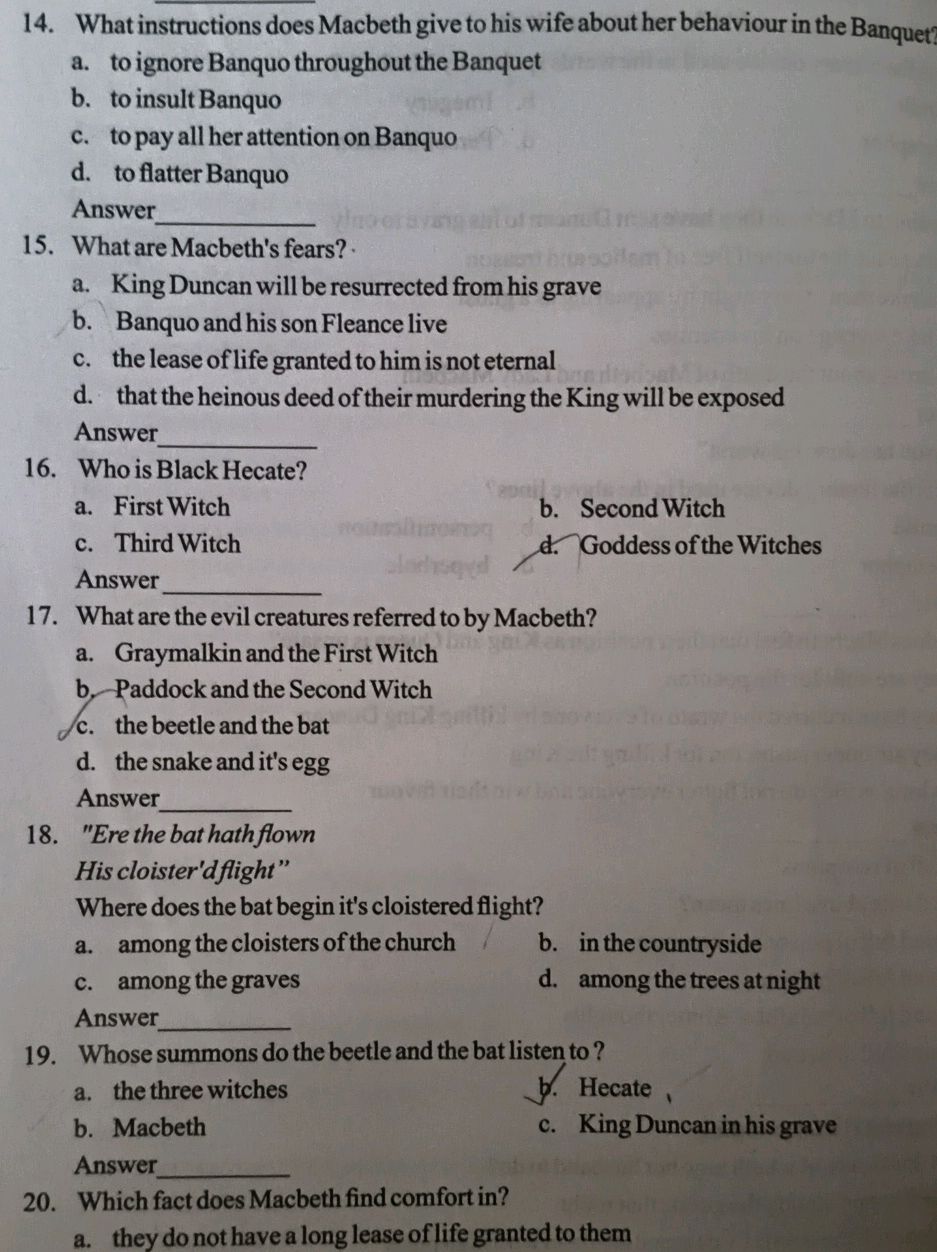 14. What instructions does Macbeth give to | StudyX