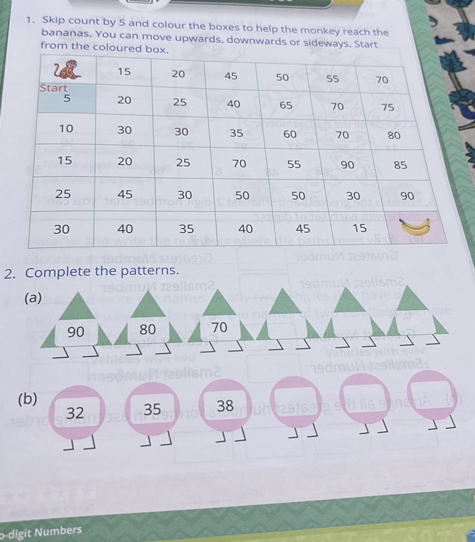 1. Skip count by 5 and colour the boxes to | StudyX