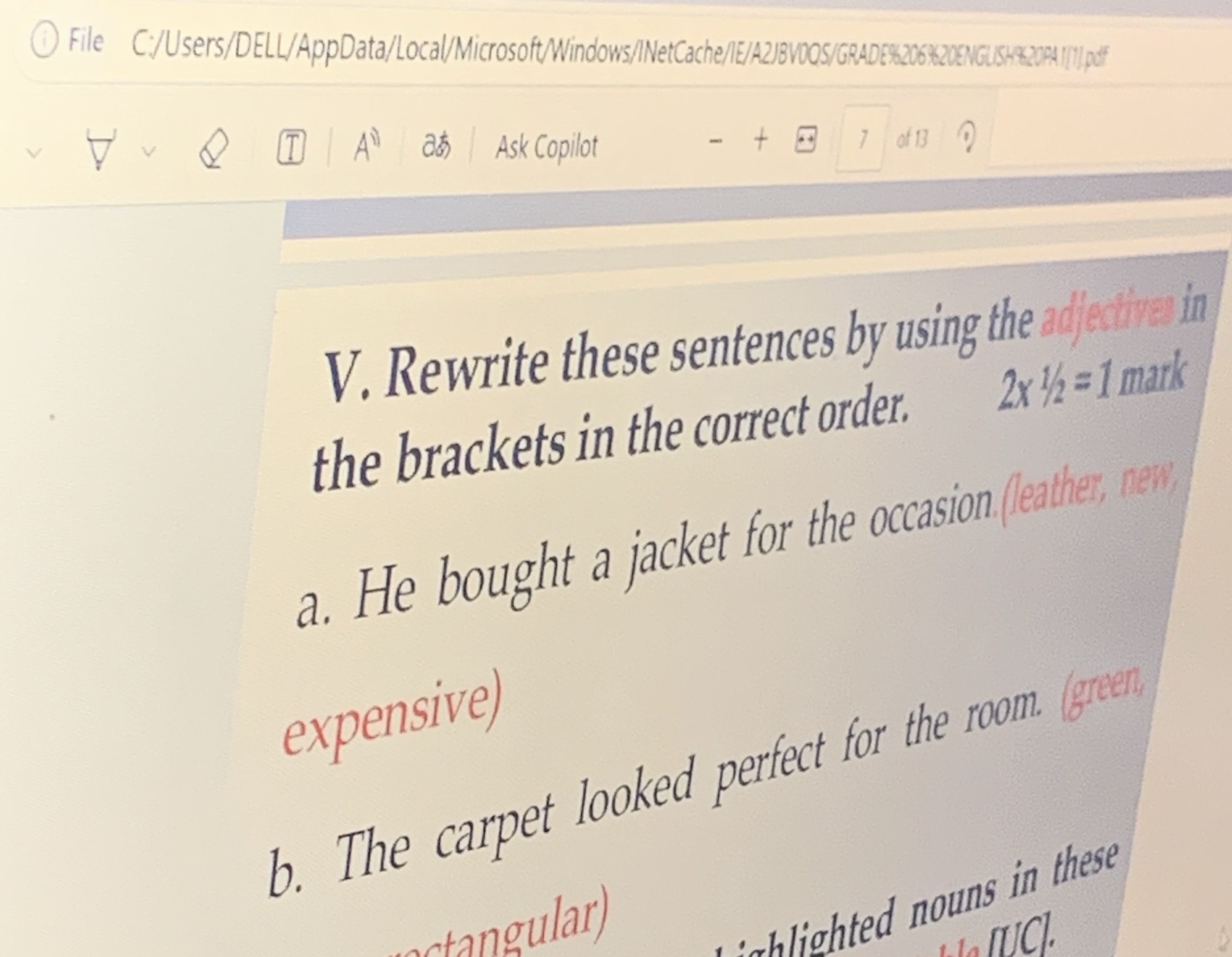 V. Rewrite these sentences by using the | StudyX