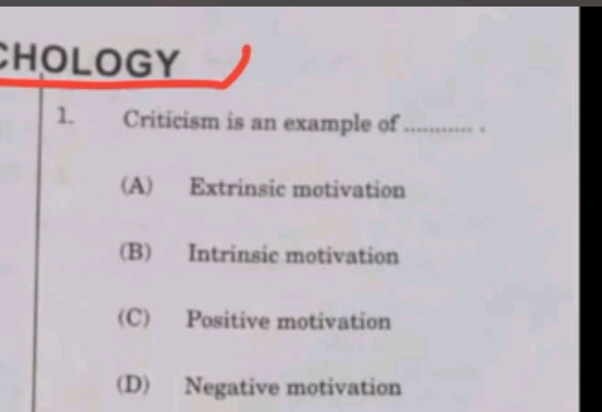 1. Criticism is an example of ... (A) | StudyX