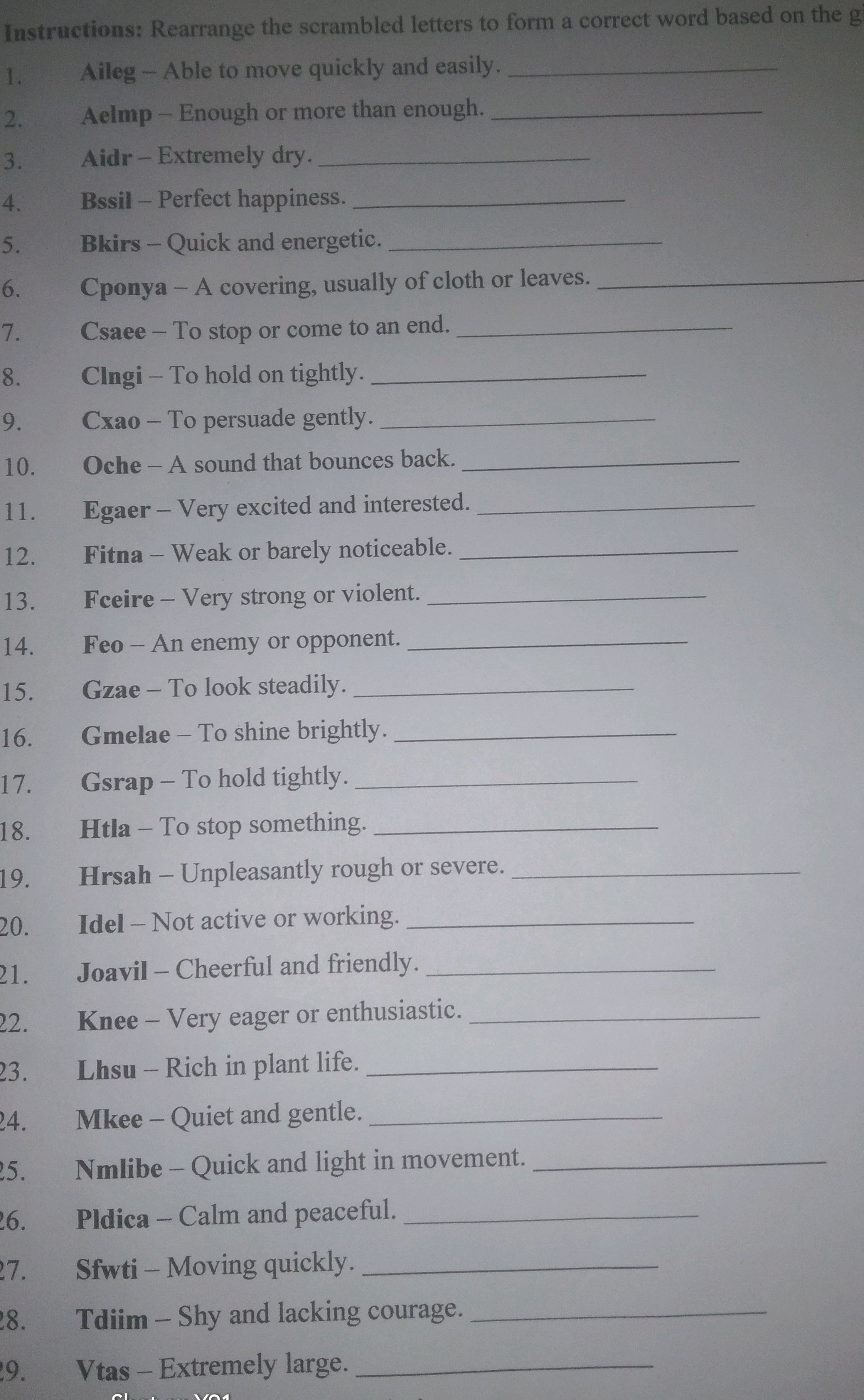 Instructions: Rearrange the scrambled | StudyX