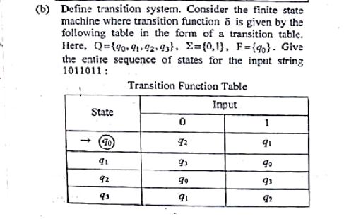 (b) Define transition system. Consider the | StudyX
