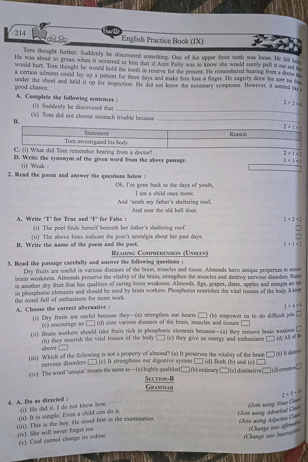 214 Rantik English Practice Book (IX) Tom | StudyX